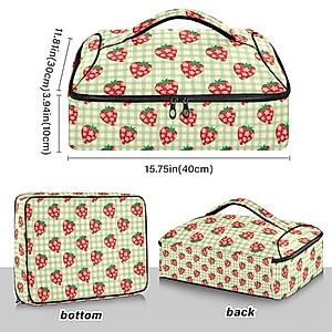 Kcldeci Insulated Thermal Food Carrier Insulated Casserole Carrier for Hot or Cold Food,Strawberry Daisy Flower Insulated Tote Bag for Potluck Cookouts Parties Picnic,Lasagna Lugger