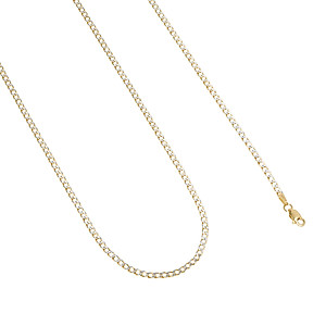 Nuragold 10k Yellow Gold 2.5mm Cuban Chain Curb Link Diamond Cut Pave Two Tone Pendant Necklace, Mens Womens Jewelry 16" 18" 20" 22" 24" 26"