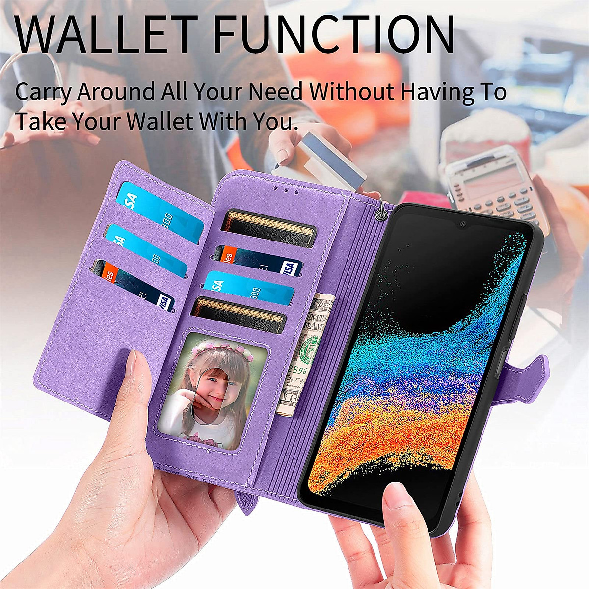 DAMONDY for BLU View4 Zipper Wallet Case,BLU View 4 B135DL Case,Premium Magnetic Closure Stand Function Folio PU Leather Flip Cover Inner Soft TPU Case for BLU View 4 B135DL -Purple
