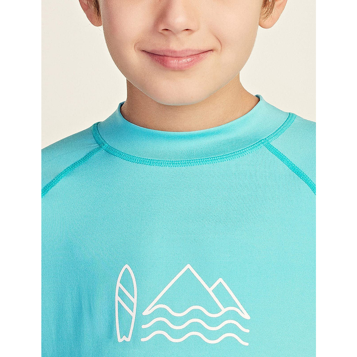 TSLA Boys UPF 50+ Rash Guard Long Sleeve, UV Sun Proctection Water Swim Shirts, Surf Swimwear Swimsuit Top, Vacation Aqua, 14