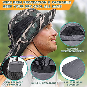 Herolland Super Wide Brim Fishing Hat for Men and Women,UPF50+ Waterproof Bucket Hat for Fishing, Hiking, Camping Deep Grey