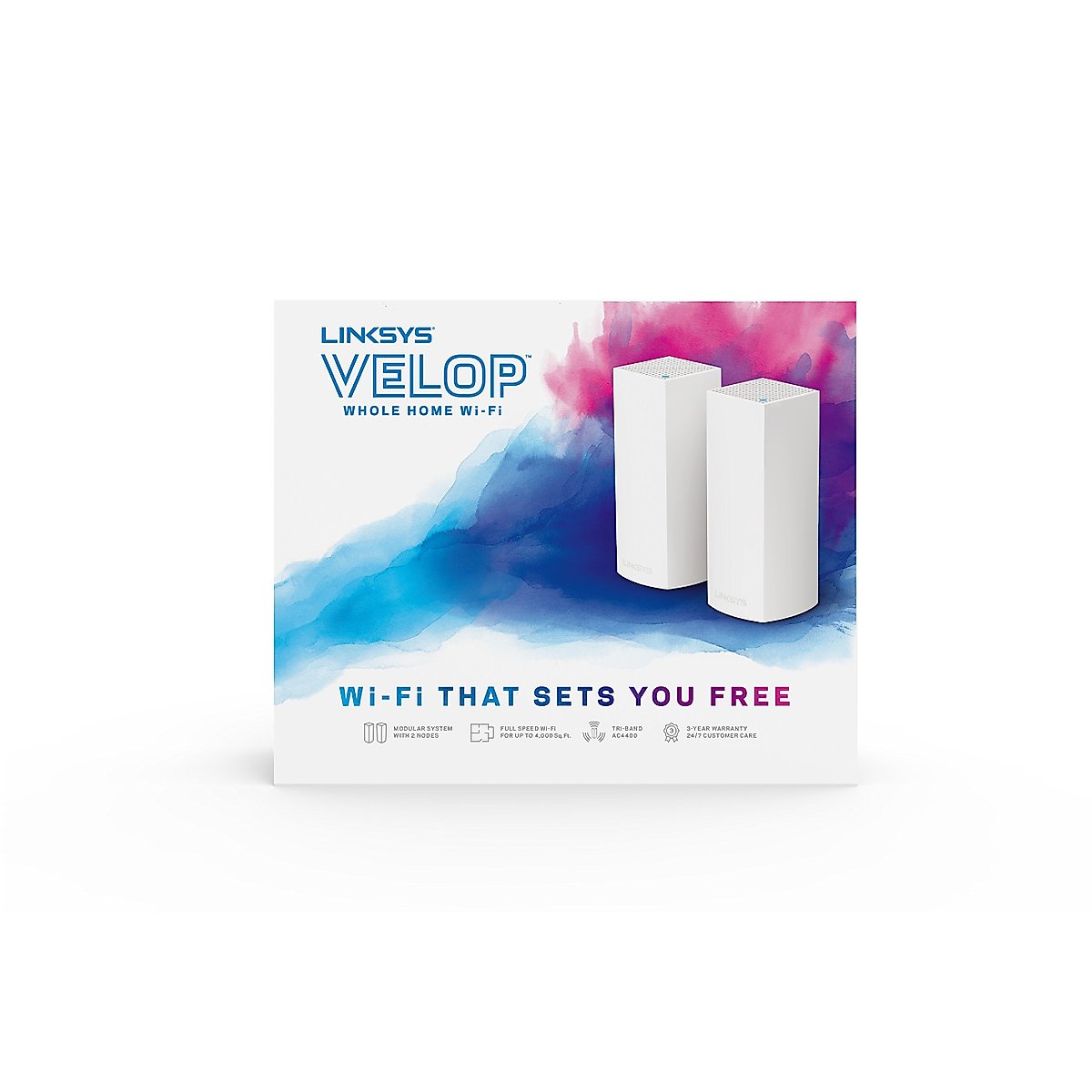 Linksys Velop Tri-Band AC4400 Whole Home WiFi Mesh System- 2-Pack (Coverage up to 4000 sq. ft)
