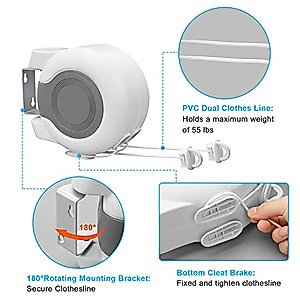 Catcan Double Retractable Washing Lines, Heavy Duty Clothes Line Retractable, Clothesline Rope for Indoor Outdoor Laundry Drying (Double Lines 2 x 13 m)