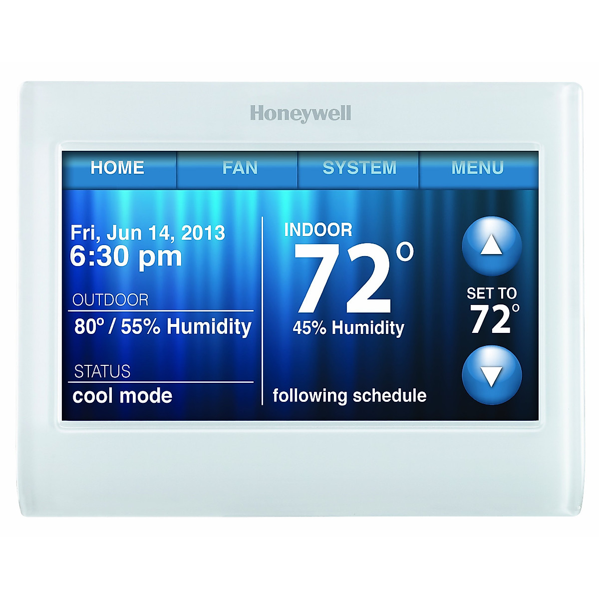 Honeywell TH9320WF5003 Wi-Fi 9000 Color Touch Screen Programmable Thermostat, 3.5 x 4.5 Inch, White, 'Requires C Wire"