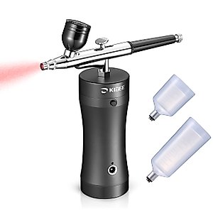 KIBEE Aibrush Rechargeable Handheld Mini Air Compressor Airbrush, Portable Cordless Airbrush Gun for Makeup, Tattoo, Nail Art, Face Paint, Model Painting,Cake Decor Black…