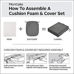 Classic Accessories Montlake Water-Resistant 74 x 23 x 3 Inch Outdoor Chaise Lounge Cushion, Patio Furniture Cushion, Light Charcoal, Outdoor Seat Cushions