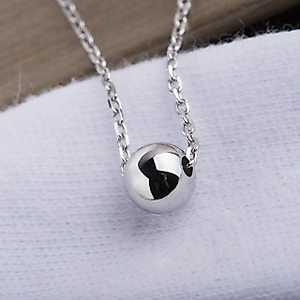 S.Leaf Sterling Silver Tiny Dot Necklace Round Circle Necklaces for Women Dainty Necklaces for Women Simple Necklaces for Women (06_ball_silver)