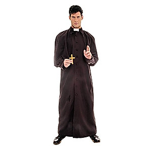 Underwraps Men's Deluxe Priest, Black/White, One Size