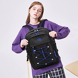 mygreen Fashion Backpack for Girls Boys Casual Daypack Girls Backpack Ultra-Lightweight Schoolbag Children Bookbag College Child Backpack Teen Waterproof Black Blue