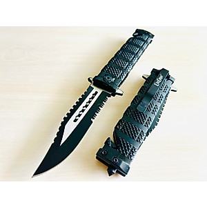 BladeDealUSA 8.5” Black Military Knife Assisted Open Folding Pocket knife. Hunting, Camping Accessories