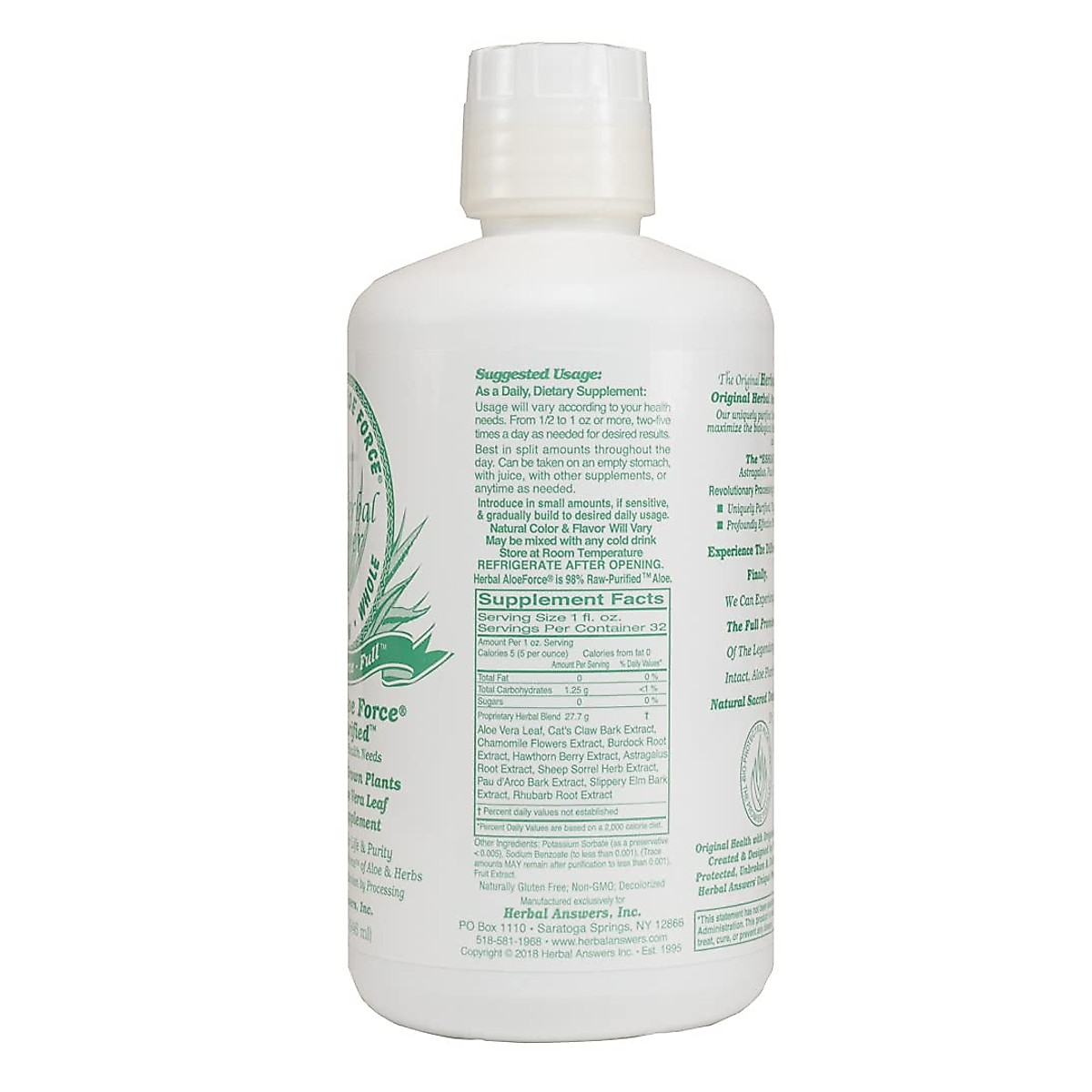 Herbal Answers Herbal Aloe Force Aloe Vera and Herbal Dietary Supplement, 32 fl oz