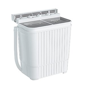 Bonusall Portable Washing Machine Compact, Small Clothes Washing Machine, 14.5 lbs Mini Washer and Dryer Combo, Twin Tub Compact Washer Machine with Spin Dryer, Built-in Gravity Drain for Apartments, Dorms, Camping, RV (Blue)
