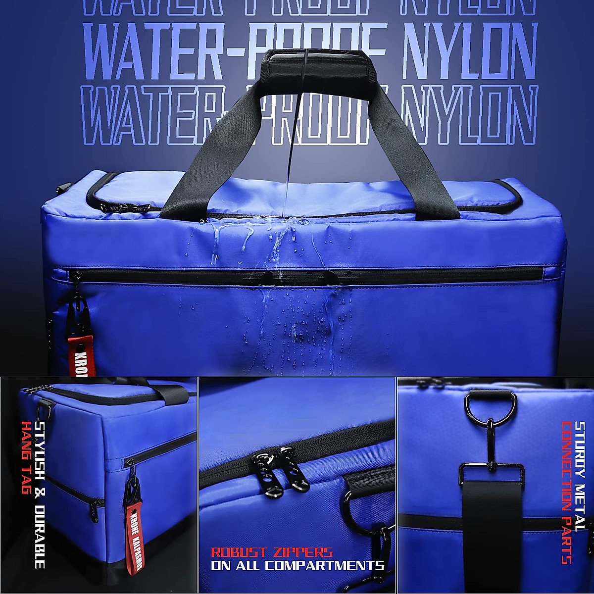 Sneaker Bag for Travel/Sneakerhead gift/Outdoor Sports Bag/Gym Bag /, A Multi-functional Travel Duffel Bag with 3 Adjustable Dividers, & Shoulder Strap,Made of Nylon, by Krone Kalpasmos-Blue