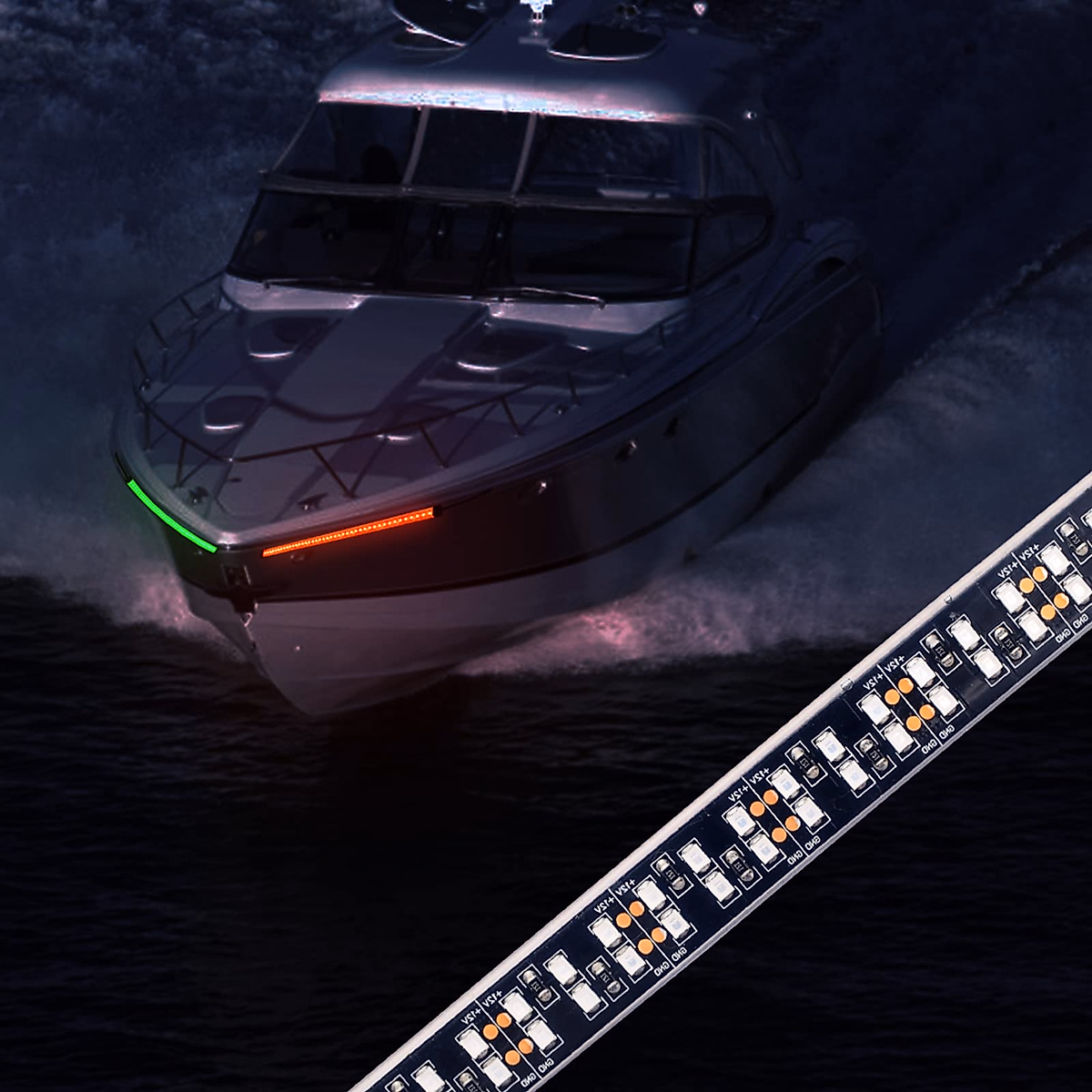 Acelane LED Boat Lights Navigation Light [84 LEDs Per Strip] Dual Row Marine Bow Light Sidelights 12V IP68 Waterproof for Pontoon Kayak Yacht Fishing Boat - 1 Pair, Red & Green