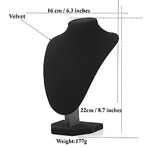 COMELYJEWEL 3pcs/pack 9" Black Velvet Necklace Bust Holder 1 Row Bracelet Organizer Accessories Chain Storage Display Stand Mannequin Jewelry Home Organisation for Girls Women