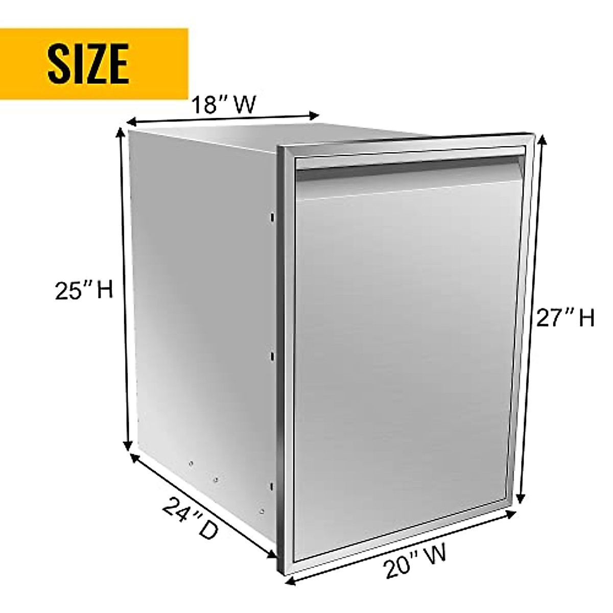 KODOM Built-in Double Trash Drawer Pull-Out Tray Outdoor Kitchen Stainless Steel Trash Drawer Storage Two Trash Bins for BBQ Island Grill Station(20" W x 27" H x 24" D)