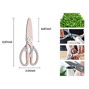 SYMGILA Kitchen Shears Scissors Heavy Duty, Kitchen Scissor Multi-Purpose Stainless Steel Sharp, Kitchen Scissors for Chicken/Poultry/Meat/Vegetables/Herbs/BBQ (Pink)