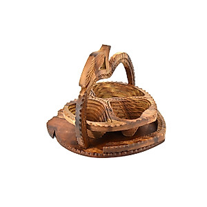 Baskets I Folding Wooden Basket I Collapsible Adjustable Basket I Decorative Rosewood color I Gift for Mom Wedding Gift Christmas I by DAWN HANDICRAFTS (Apple - 1 Compartment)