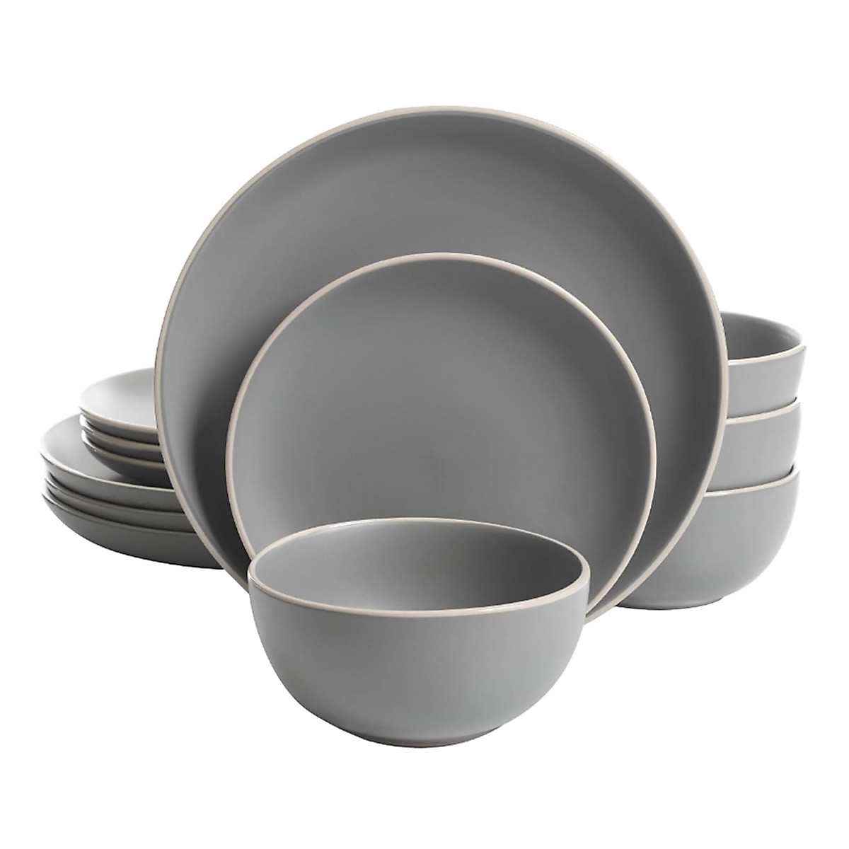 IULJH Matte 12-Piece Dinnerware Set Dinner Set Plates and Dishes Family Cutlery Salad Plates and Bowls