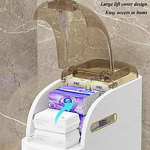 Small Bathroom Storage Corner Floor Cabinet with Storage Drawer and Shelves, Narrow Organizer Toilet Paper Cabinet for Tiny Kitchen Laundry Living Room Toilet Gap, Large Capacity