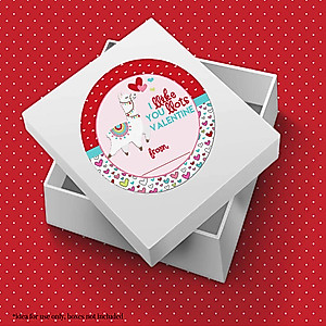 Like You Lots Llama-Themed Valentine Party Favor Sticker Labels, 40 2" Party Circle Stickers by AmandaCreation, Great for Classroom Valentines, Envelope Seals, Gifts & Treats