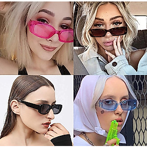 ZYApril Small Retro Square Sunglasses Women - UV 400 Vintage Rectangle driving, walking, traveling Glasses (off-white, 50)