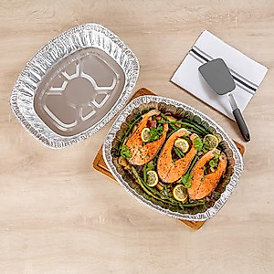Restaurantware-Foil Lux 17.9 x 14.2 x 3.3 Inch Oval Roasting Pans, 10 Oven-Ready Foil Pans - Freezable, Heavy-Duty, Aluminum Foil Disposable Baking Pans, For Cooking Turkey, Chicken, And More