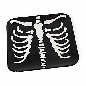 Boston International Halloween Ceramic Serving Platter, 10 x 10-Inches, Skeleton Torso,KAC20383