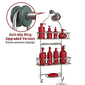 Vdomus 3 Tier Hanging Shower Caddy Bathroom Shower Organizer Shower Rack With Soap Holder- 11.6” x 5” x 24.2”, Mesh Bathroom Shower Head Organizer Shelf for Shampoo and Soap, Upgraded 2nd Edition
