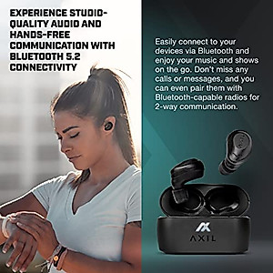 AXIL XCOR Wireless Earbuds Bluetooth — Digital HearPRO Buds with Touch Control — Bluetooth Enhancement — Hearing Protection — Dust & Water Resistant — Wind Resistant True Wireless Earbuds