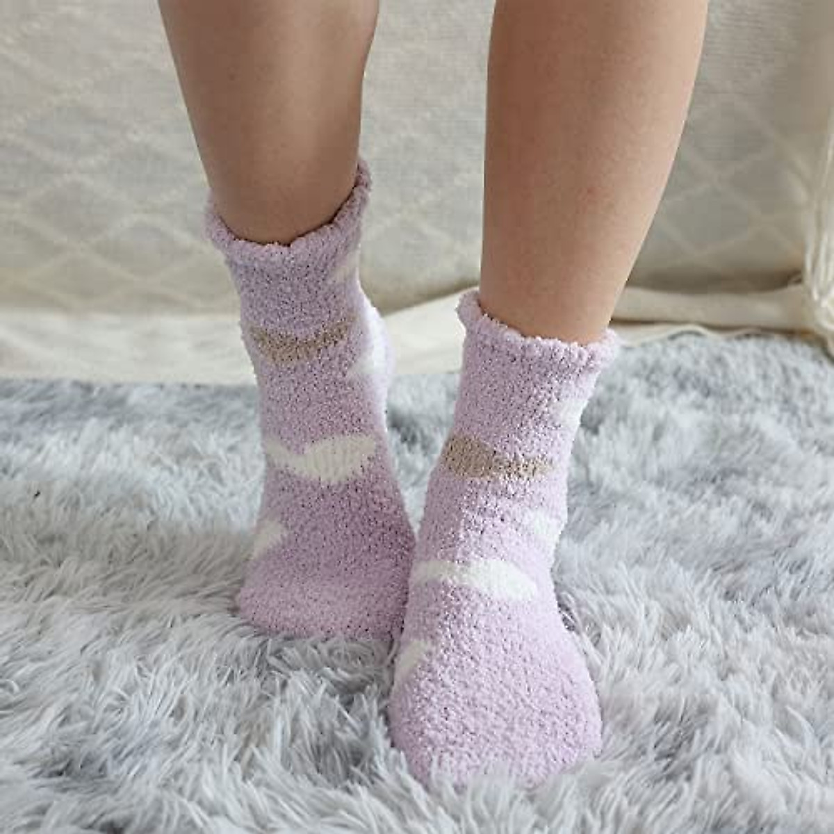 Aivanart Fuzzy Socks for Women,6 Pairs Soft Fluffy Cozy Slipper Socks,Comfy Warm Winter Sleep Plush Bed Socks for Valentine's Day Gifts