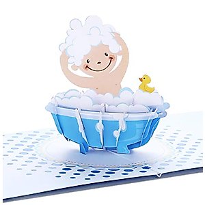 Liif Baby Shower Blue Boy 3D Greeting Pop Up Card For New Baby, Baby Congratulations, Announcement, Newborn, Baby Congrats, Cute | With Message Note & Envelop