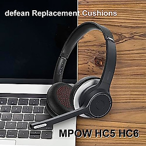 HC5 HC6 Ear Pads - defean Replacement Ear Cushion Cover Compatible with MPOW HC5 HC6 Noise Cancelling Headphones,Softer Leather,High-Density Noise Cancelling Foam