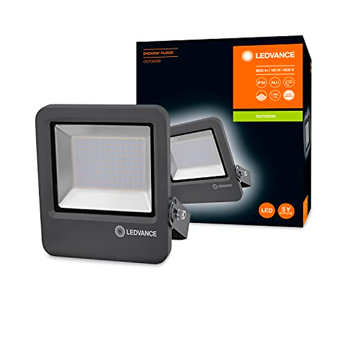 Floodlight LED: for Wall, Endura© Flood Cool White / 100 W, 220…240 V, Beam Angle: 120°, Cool White, 4000 K, Body Material: Aluminum, IP65, 1-Pack