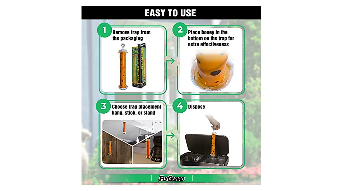 FLY GUARD Indoor/Outdoor Fly Catcher Glue Stick - 10 Pack