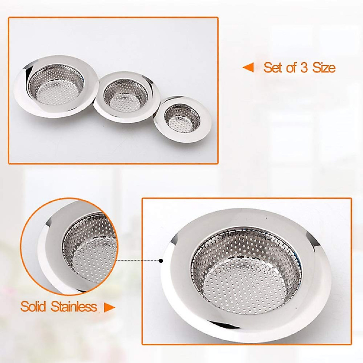 Hair Catcher Shower Drain(3 Pack), Bathtub Drain Cover, Sink Tub Drain Stopper, Sink Strainer for Kitchen and Bathroom, Hair Stopper for Bathtub Drain Cover Size from 2.13'' to 4.5''.