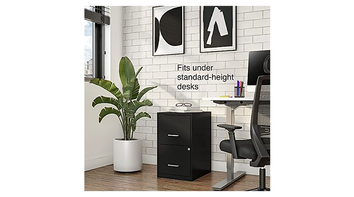 Secure 2-Drawer File Cabinet | Black Steel Locking & Space-Saving