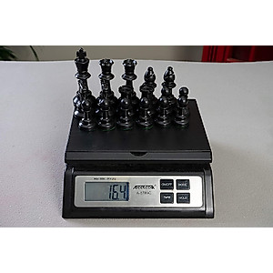 US Chess Federation's Triple Weighted Tournament Staunton Black and White Plastic Chess Pieces - 3.75" King
