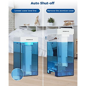 INSENVO Humidifier for bedroom, 5L Top Fill Humidifier with Touch Control, Ultrasonic Adjustable 3 Mist Outputs, 3 Timers, Auto Shut-off Air Humidifier for Bedroom, Living Room, Office, Pets, Plants