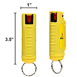 Burn Pepper Spray Keychain for Self Defense - Max Strength OC Spray - 1/2oz Molded Case Yellow