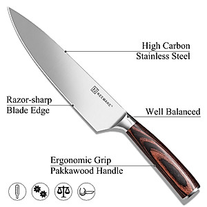 KEEMAKE Knife Set Kitchen Knives - 1.4116 High Carbon Stainless Steel Professional Chef Knife Set of 3 - Razor Sharp Japanese Cooking Knife