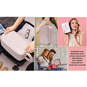 Travel-Accessories Makeup Bag for Women,Water Resistant Toiletry-Bag-For-Travel-Essentials,Dorm Room Essentials,Eco Leather Cosmetic Bag for Full Size Toiletries,Mother's Day Graduation Gifts for Her