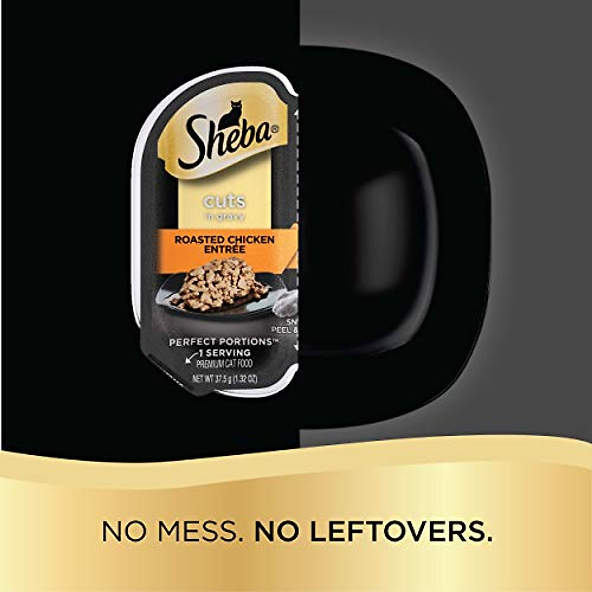 SHEBA PERFECT PORTIONS Cuts in Gravy Wet Cat Food Trays (24 Count, 48 Servings), Roasted Chicken Entrée, Easy Peel Twin-Pack Trays
