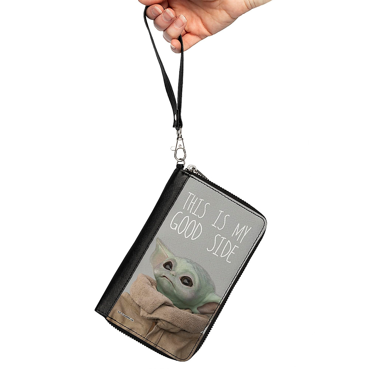 Buckle-Down Women's PU Zip Around Wallet Rectangle-Star Wars The Child, 7.5"x4.5"