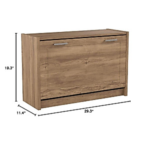 4D Concepts DELUXE SHOE CABINET-light walnut, 11.4"D x 29.3"W x 19.3"H,