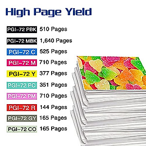 MM MUCH & MORE Compatible Ink Cartridge Replacement for Canon PGI72 PGI-72 to Used for Pixma Pro-10s Pixma Pro-10 Series Printers (20-Pack, 2 x Each PBK, MBK, C, M, Y, PC, PM, R, GY, CO) 2-Set