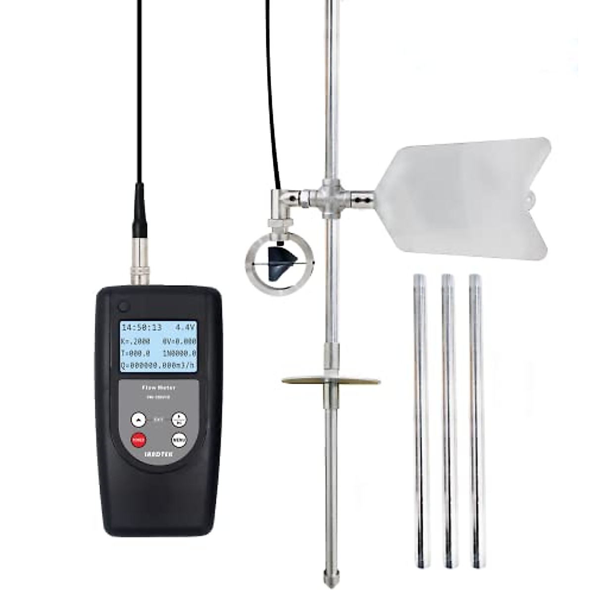 FM-100V10 Portable Velocity Flow Meter Flowmeter Water Velocity Meter Speed Range 0.01~10.00 m/s Temperature Range -10℃~50℃