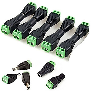 HiLetgo 10Pair Male Female 5.5 X 2.1mm DC Power Plug CCTV 12V Power Terminal Connector