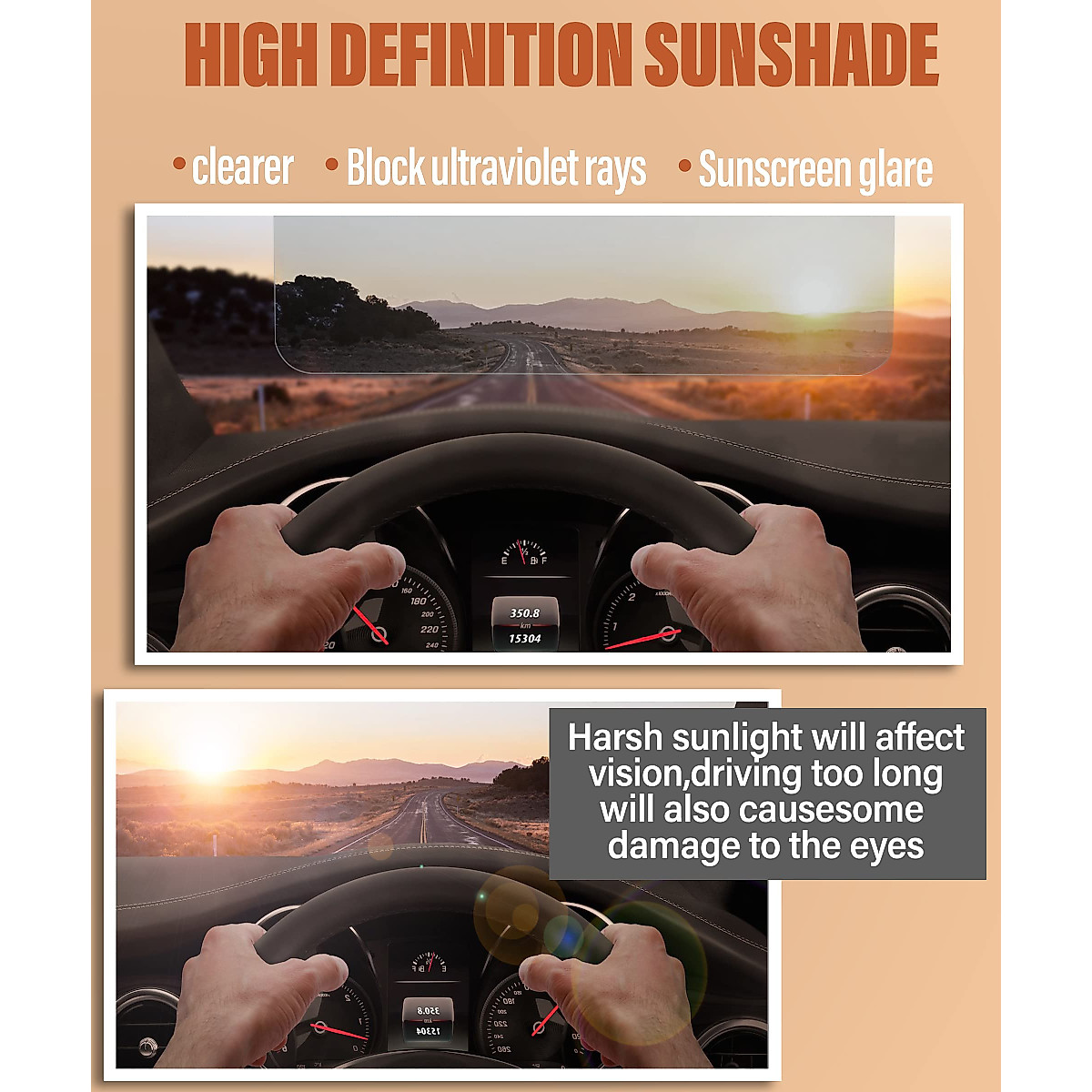 YAKEFLY HD Sun Visor for Car,Universal Car Visor Extender Sun Blocker,Car Sun Visor Sun Shade Protection from Sun Glare,Snow Blindness,UV Rays,Anti-Glare Polarized Sun Visor Extender