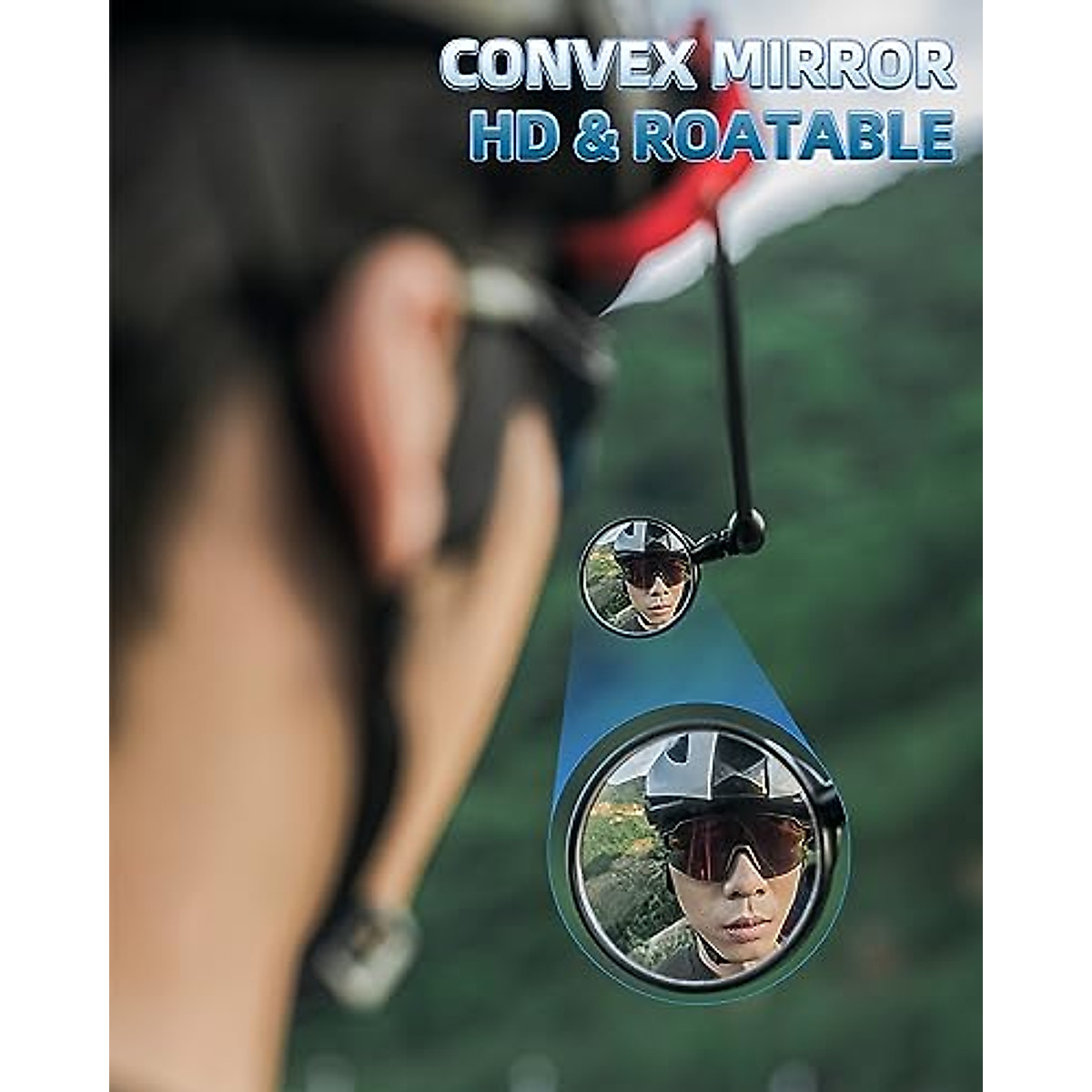 ROCKBROS Bike Helmet Mirror, Aluminum Alloy Moldable Frame, Detachable Fixing Way, Cycling Mirror Fit 90% Bicycle Helmet, Lightweight, Bike Accessories